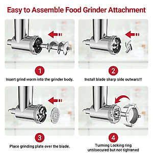 Meat and Food Grinder Attachments for KitchenAid Mixer with Cheese Grater Attachments, Metal Meat Grinder kitchenaid and Slicer Shredder Set for Kitchen aid Accessories and Attachments By KassunKoch