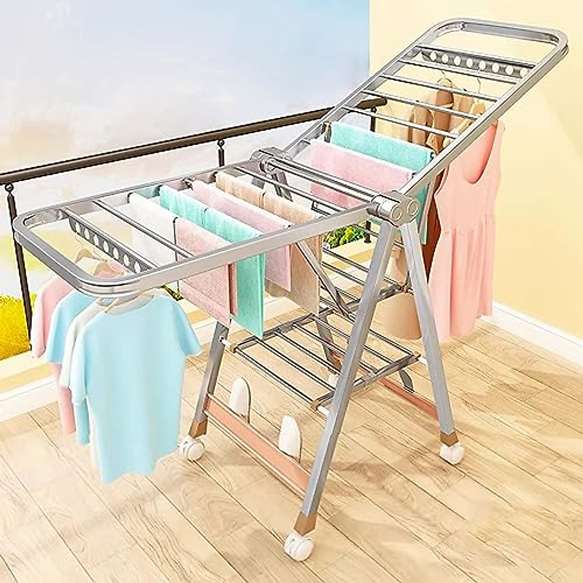 Clothes Drying Racks Outdoor, Heavy Duty Laundry Drying Rack, Portable Drying Rack Clothing, Folding Space Saving Garment Rack, Blanket Rack Clothesline, for Indoor Outdoor