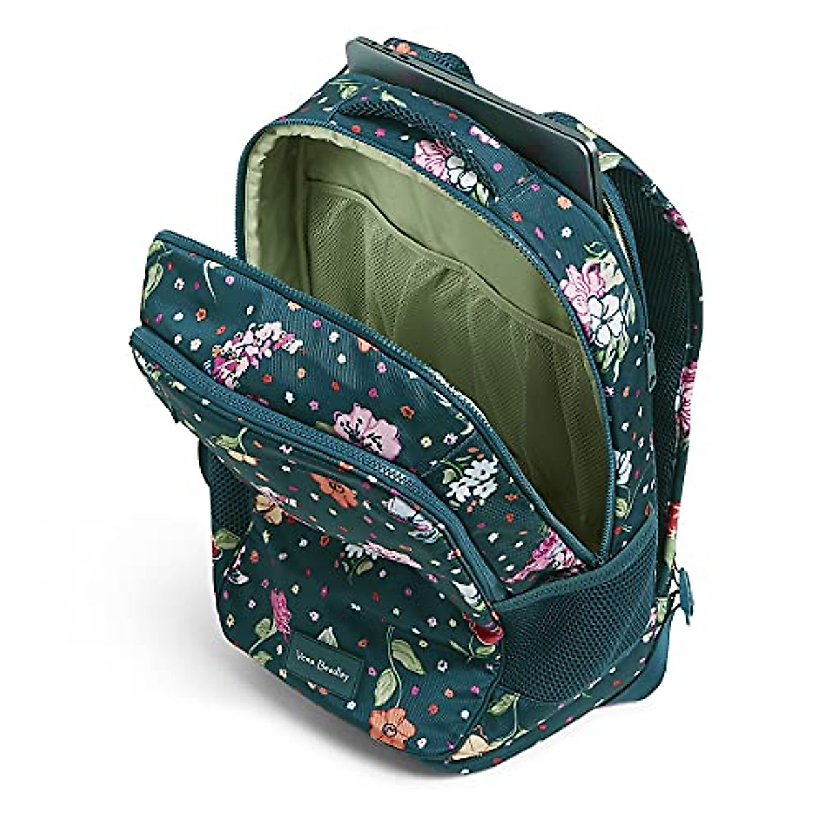 Vera Bradley Women's Recycled Lighten Up Reactive Grand Backpack, Hope Blooms Teal, One Size