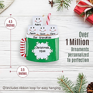 Family Personalized Christmas Ornaments 2023 - Fast & Free 24h Customization – Hot Cocoa Mug Family of 4 Christmas Decorations with Name - Comes Gift-Wrapped