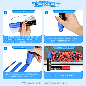 Acrylic Paint Markers, 10 Jumbo Colored Markers, 15mm Jumbo Felt Tip, Waterproof and Permanent Ink Paint Pens for Rock Painting, Stone, Ceramic, Glass, Wood, Canvas, Outdoor Paintings,Signs