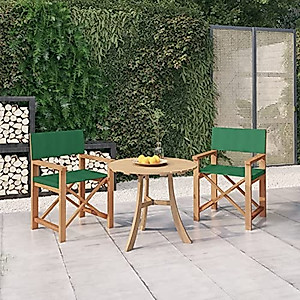 Tidyard 2 Piece Folding Director's Chairs Teak Wood Fabric Seat Portable Chairs for Camping, Balcony, Picnic, Fishing, Lawn, Outdoor Furniture 22.6 x 21.5 x 33.5 Inches (W x D x H)