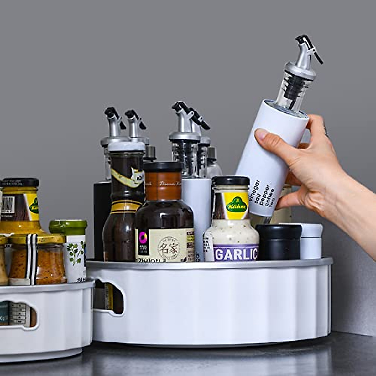 9in Rotating Spice Rack Spinning Organizer Non- Skid Lazy Susan Turntable Spice Stand for Cabinet Pantry Refrigerator