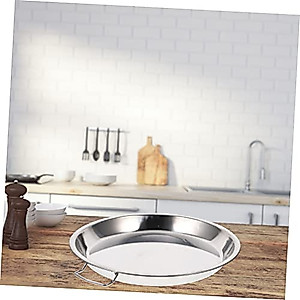 BESTonZON 10 Pcs Stainless Steel Disc Round Serving Platter Tool Trays Serving Tray Round Fish Steaming Plate Fish Dish Steak Tray Stainless Steel Reel Silver Flat Stainless Steel Dishes