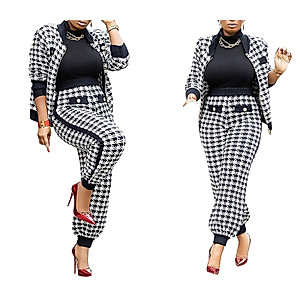 LKOUS Women's Sweatsuits Tracksuit, Pants Suits for Women Dressy, Womens Suits for Work Professional Black XXXL