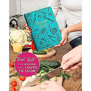 molekaus Recipe Book ，Blank Recipe Book to Write in Your Own Recipes，Recipe Notebook for Family Cooking， Removable Hardcover 7" x 10"Recipe Journal with 160 Pages-green