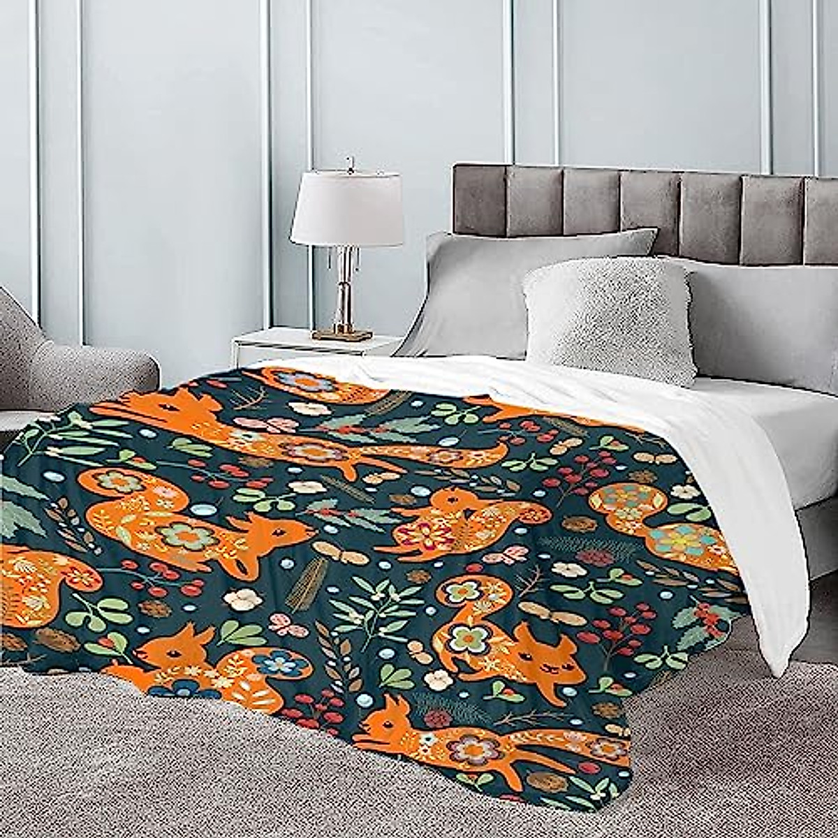 Squirrels Blanket Gift for Girl Women Blanket Super Soft Cozy Warm Throw for Couch Bed Sofa Office Decor All Season 50 * 40" S for Kid