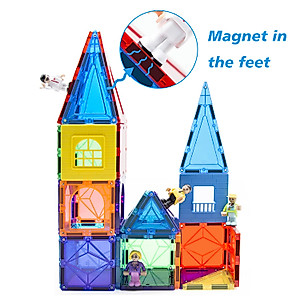 Children Hub 120pcs Magnetic Tiles Set Diamond Series - Educational 3D Magnet Building Blocks - Building Construction Toys for Kids - Upgraded Version with Strong Magnets