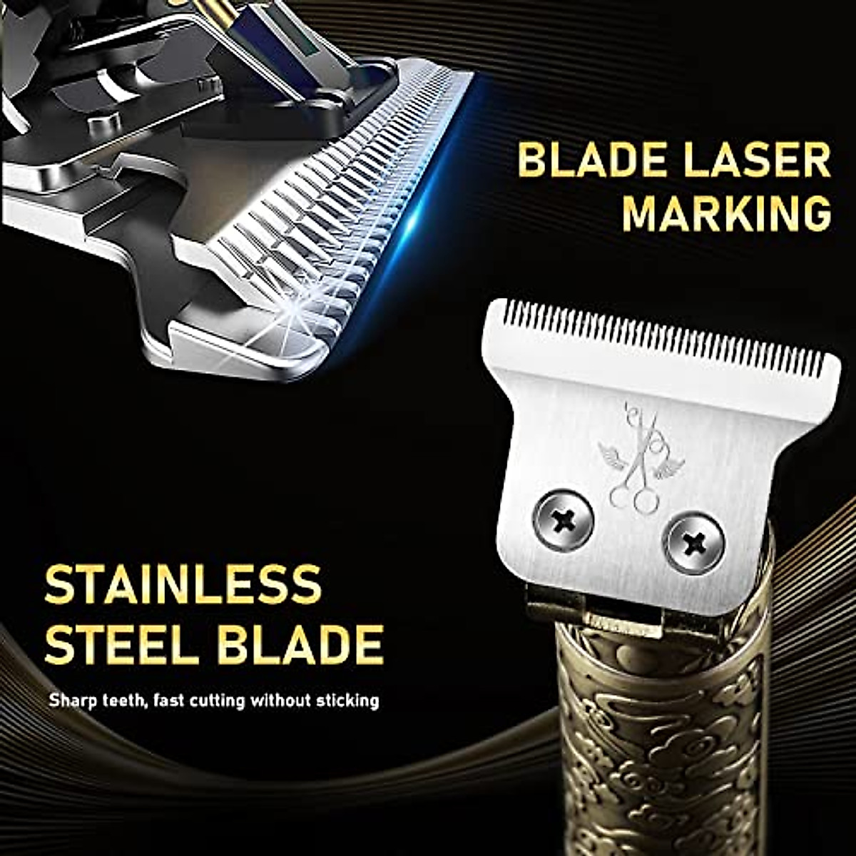 Karrte Upgrade Hair Clippers Kit for Men,Professional Barber Clippers/Hair Trimmer/Ear Nose Trimmer Set,Barber Supplies for Mens Grooming Kit Accessories with LED Display,Gifts for Men,Bronze