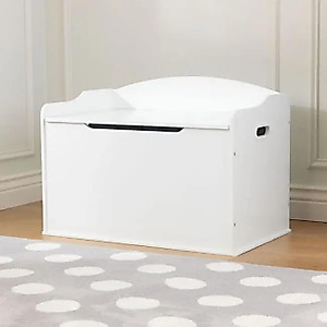 KidKraft Personalized Austin Toy Box - White Wooden Storage Bench with Lid for Kid & Toddler Room - Playroom Organizer for Girls & Boys
