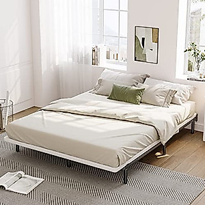 ZIYOO California King Bed Frame, 9 Legs Heavy Duty Bed Base for Box Spring and Mattress, 7 Inch Low to Ground, Non-Slip, Noise-Free, Easy Assembly, Black