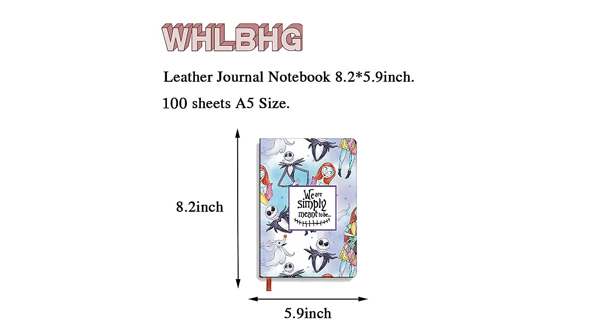 Jack and Sally Inspired Leather Notebook for Halloween Gifts