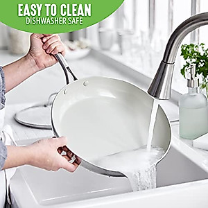 GreenLife Tri-Ply Stainless Steel Healthy Ceramic Nonstick, 12" Frying Pan Skillet with Lid, PFAS-Free, Multi Clad, Induction, Dishwasher Safe, Oven Safe, Silver