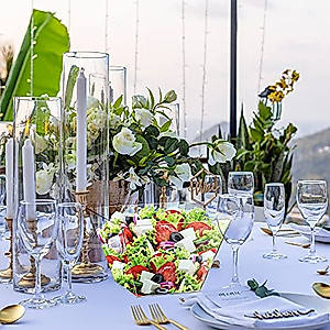 Elavain Acrylic Clear Bowl for Serving, Heavy Duty Punch Bowl, Extra Large Mixing Bowl, Elegant Square Salad Bowl for Party, Bridal Shower, Fruit, Snack & Chips, | Shatter Resistant | Capacity: 216 oz