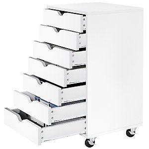 YITAHOME 7 Drawer Chest, Mobile File Cabinet with Wheels, Home Office Storage Dresser Cabinet, White