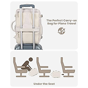 Snoffic Carry-on Travel Backpack, 17.3 Inch TSA-Friendly Laptop Travel Backpack, Waterproof Weekender Daypack Bag for Work Business Hiking Traveling Gift Bookbag (Beige)