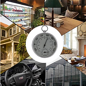 CHIVENIDO Indoor Outdoor Thermometer, Mini Thermometer Hygrometer for Car, Greenhouse, Baby Room, Freezer, No Battery Required Hanging Hygrometer Round 2" in Diameter (Silver)