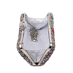 Multicolor Rhinestone Women Evening Clutch Pearl Purse Evening Bags, Multi Color Clutch Ladies Handbag, Rhinestone Purse (Golden)
