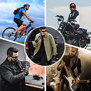 FIORETTO Men Genuine Leather Fingerless Gloves Punk Half Finger Gloves Unlined Sheepskin Gloves for Driving Motorcycle Black Large