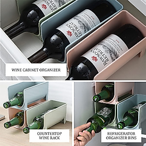 Wine and Water Bottle Holder, Vertical Stackable Wine Rack, Kitchen Storage Organizer for Fridge, Home Bars, Pantry and Cabinets Organization, Countertop Free-Standing Wine Shelf, 3 Pack
