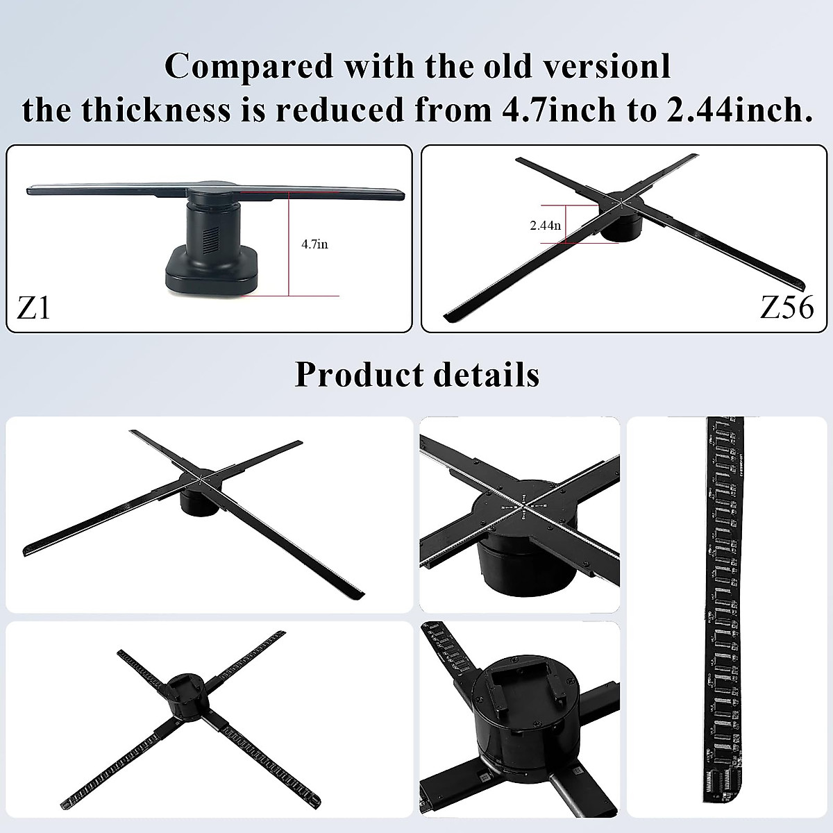 3D Hologram Fan, Faryuan Graphic 3D Photos & Videos, 1600x616 Hi-Resolution & 616 Beads WiFi Hologram Advertising Display with APP & Built-in Bluetooth for Business, Trade Show, Store, Shop (22inch)