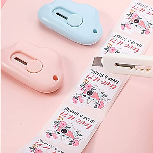 12 Pieces Cute Box Cutter Utility Retractable Knives, 6 Cartoon Cat Claw Box Cutters Pointed, 6 Cloud Pointed Cute Cardboard Cutter Razor Knife Smooth Pointed Mechanism for Office and Home Use