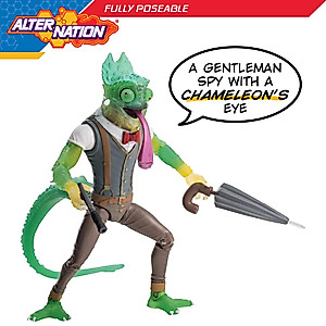 Alter Nation Sham Human Chameleon Alligator Hybrid Web Cartoon Dark Horse Comics Graphic Novel Action Figure with Thermal Color Changing Body & Mini Comic Book Great Gift for Kids 6 & Up