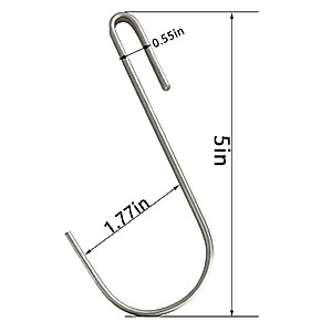 yyangz 10pcs Stainless Steel Flat Hooks S Hooks Hangers for Kitchenware, Pots, Utensils, Plants, Towels, 5" L Size