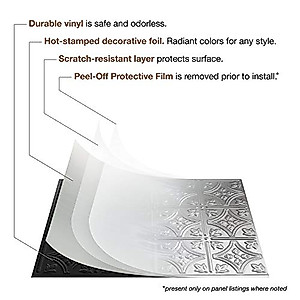 FASÄDE Traditional Style/Pattern 1 Decorative Vinyl 18in x 24in Backsplash Panel in Polished Copper (5 Pack)