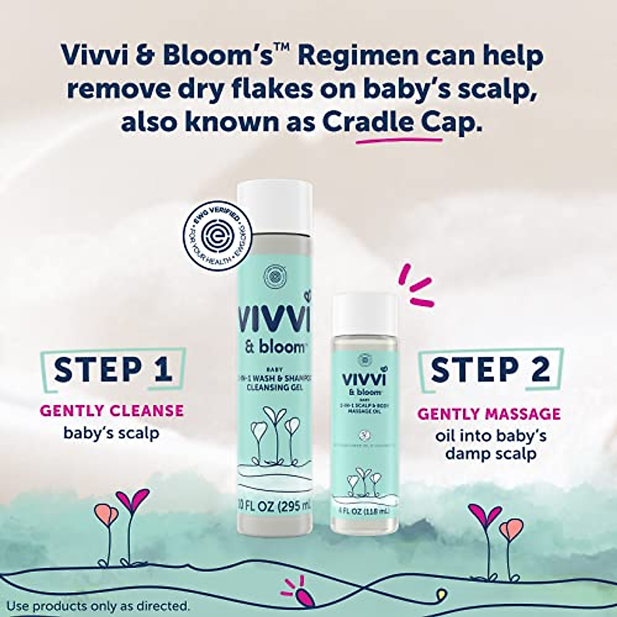 VIVVI & BLOOM Gentle 2-in-1 Baby Scalp & Body Massage Oil, Fast Absorbing Formula Ideal to Moisturize, for Massage to Remove Dry Flakes on Scalp, Hypoallergenic, 4 fl. Oz