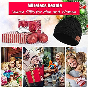 Miserwe Wirless Beanie Wireless 5.0 Bluetooth Speaker Headphone Beanie Hat Christmas Electronic Gifts for Men/Women (Black)