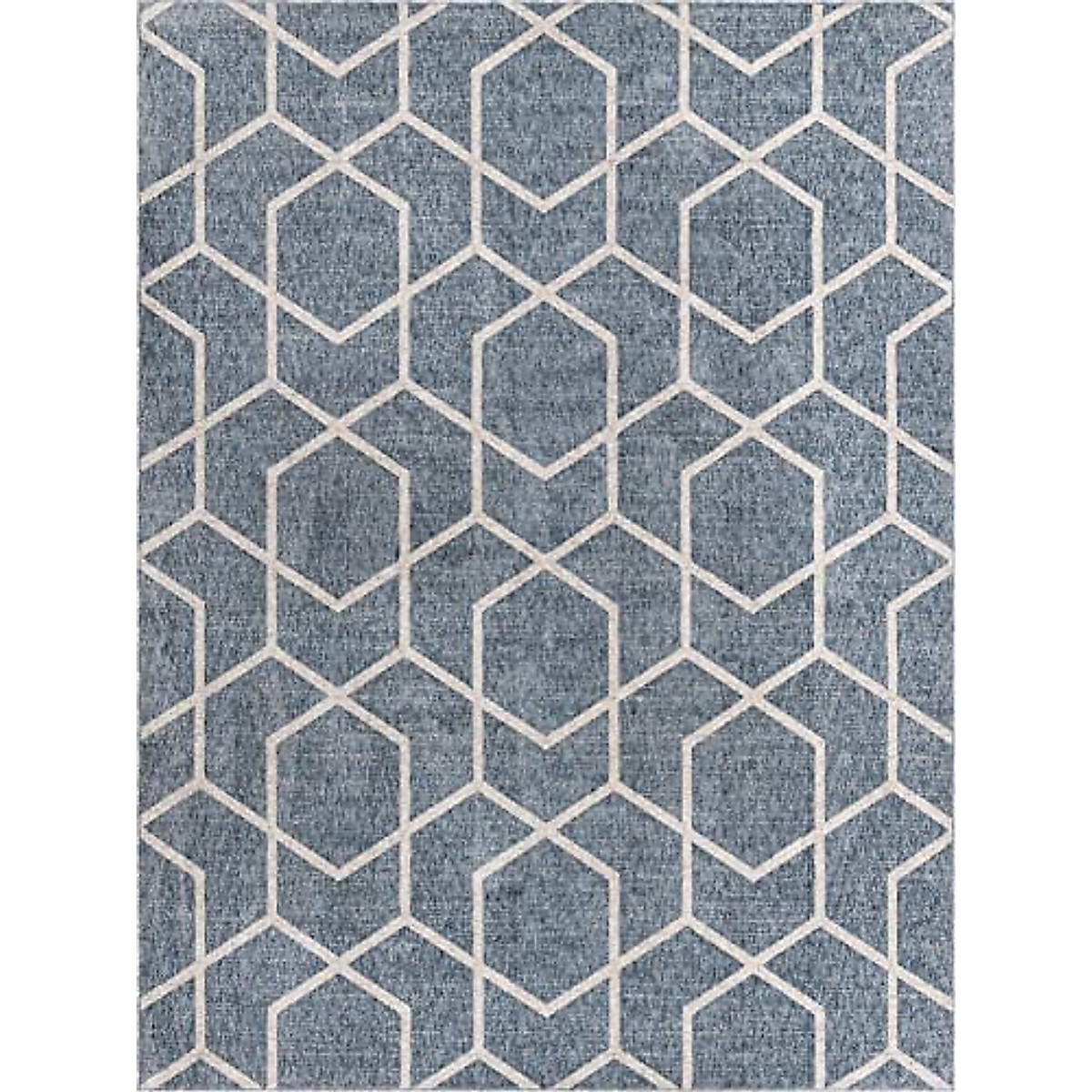 Unique Loom Eco Trellis Collection Area Rug - Mondo (Rectangular 7' 10" x 10' 0", Harbor Blue/ Ivory)