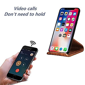 SAMDI Cell Phone Stand, iPhone Wood Dock: Cradle, Holder for Switch All Android Smartphone, iPhone 6 6s 7 8 X Plus 5 5s 5c Accessories Desk - ( Black Walnut )