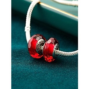TIFVGEV 2pcs Murano Glass Charms for Pandora Bracelets, Authentic 925 Sterling Silver Charms for Bracelets, Red Charms for Women