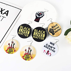 Honsny African Wooden Earrings for Women Round Wooden Painted Ethnic Earrings Drop Dangle Earrings Set