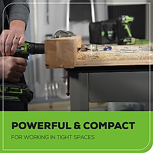 Greenworks 24V Cordless Drill Impact Driver Combo kit, 1/2” Drill & 1/4” Hex Impact Driver Brushless Power Tool Kit, Included 2 Batteries, 1 Charger, 8 pcs Bit Set & Bag