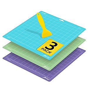 Ecraft 12"X12" Cutting Mat For Cricut - Include (Strong/Standard/Light) Adhesive Sticky (3 pack) Flexible Square Gridded Quilting Cut Mats Replacement for Crafts、Sewing and All Arts.（Variety)