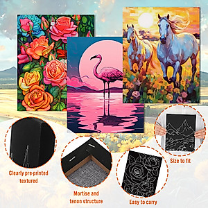 Qilery 12 Pcs Pre Drawn Canvas for Painting 8 x 10 Inch Pre Printed Canvas for Painting Pre Stretched Canvas Paint and Sip Kit for Kids Adults Student Artist Birthday Gift Paint Party Favor (Black)