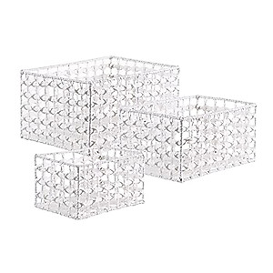 Motifeur Handmade Paper Rope Woven Baskets, Twisted Lined Utility Storage Organizers (Set of 3, Large: 15.7"x11.8"x8.1", Medium: 13.8"x9.8"x7.3", Small: 11.8"x7.9"x6.1", White)
