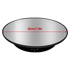 ZLMONDEE Motorized Rotating Display Stand, 7.87inch /17.6LB Load，Mirror Covered 360 Degree Turntable Display Stand for Photography Products and Shows, Max Load 8KG/ 20CM Video Show(Black)