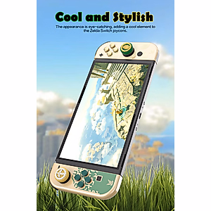 Switch Thumb Grip Caps for The Legend of Zelda: Tears of The Kingdom, Soft Silicone Joystick Cover and Switch Button Caps for Switch OLED/Switch lite - GreenGold