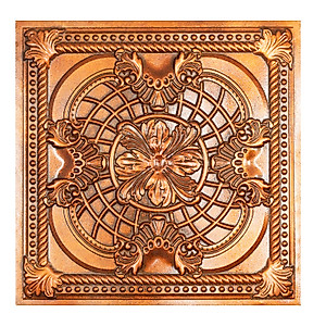 PAINTSDECOR Vintage Tin Ceiling Tiles Ceiling Tiles 24x24 Victorian Tin for Cafe Club Salon Hotel Store Bar 2'x2' PL31 Archaic Copper 10pcs