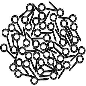 30 Pack of Eye Screws, 2 inch Metal Eye Hooks Thread Self-Tapping Hanging Hooks Eyebolt Ring Black.