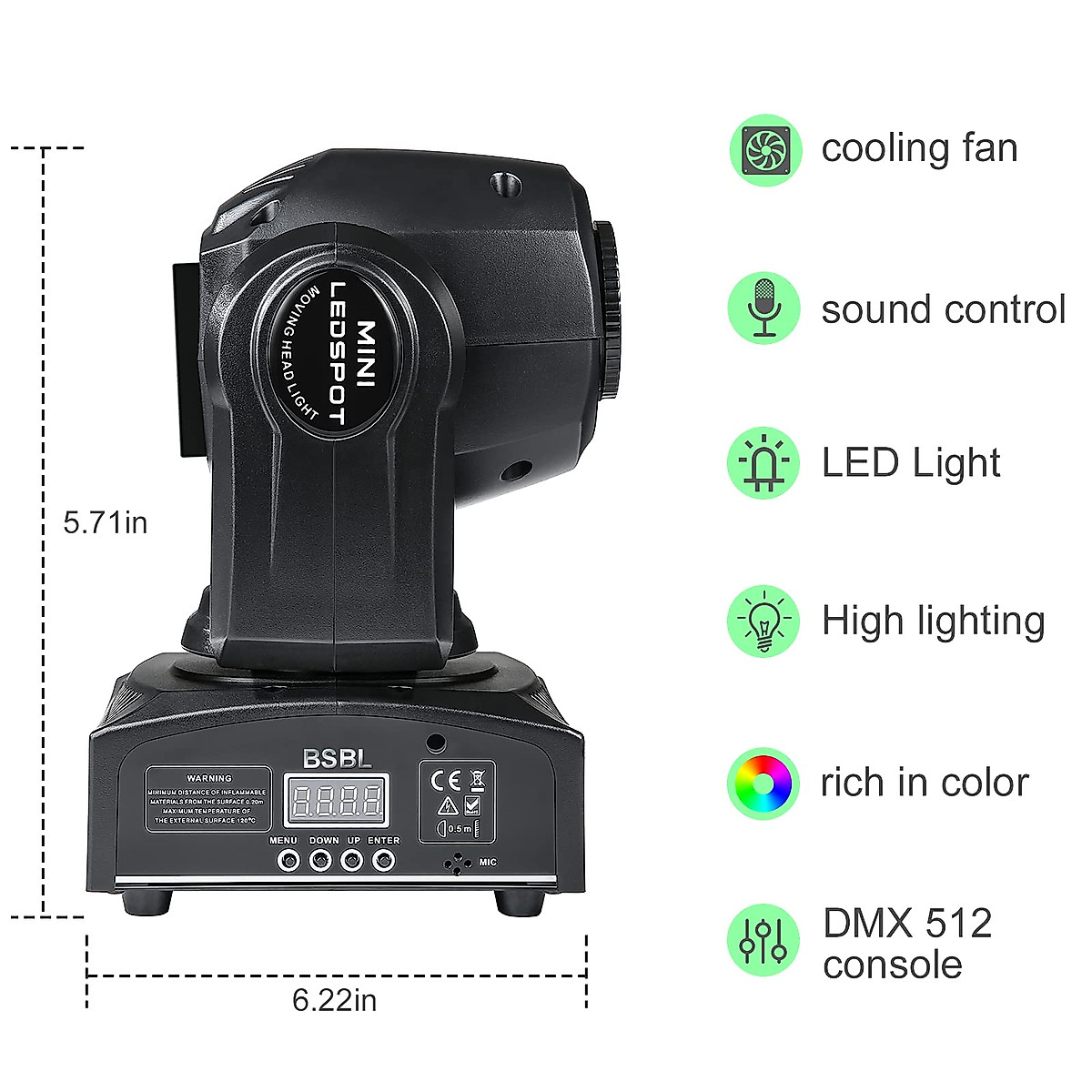 LED Moving Head Light 30W DJ Lights Stage Lighting with 8 GOBO 15 Color by DMX and Sound Activated Control Spotlight for Disco Party Wedding Church Live Show KTV Club...