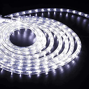 50ft 360 LED Rope Lights Outdoor, Connectable and Flexible Tube Lights with 8 Modes, Waterproof Indoor Outdoor LED Rope Lighting for Deck, Garden, Pool, Patio, Wedding, Xmas Decorations (White)
