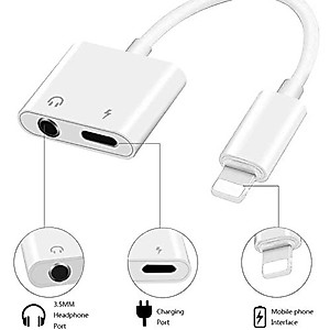 [Apple MFi Certified] 2 Pack Headphone Adapter for iPhone Charger,3.5 mm Headphone Jack Aux Dongle Charger & Audio Cable for iPhone 11/11 Pro/X/XS/XR/8/7 Support All iOS System
