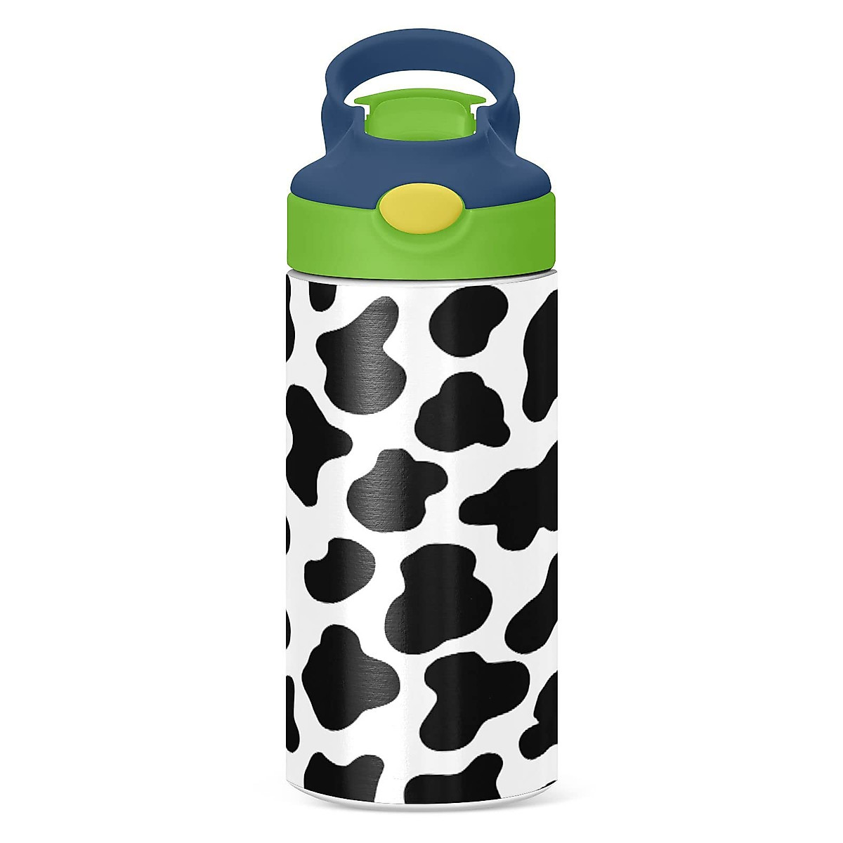 Kigai 12 oz Cow Kids Water Bottle,Insulated Stainless Steel Water Bottle with Straw Lid Double Walled Leakproof Flask for School Toddlers Girls Boys