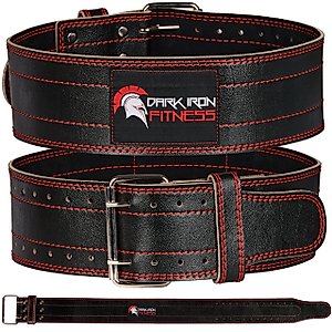 Dark Iron Fitness Black Weight Lifting Belt - Small - Men & Women - All Leather Gym Belts - Weightlifting, Powerlifting, Strength Training, Squat, Deadlift Workout Up to 600 Lbs