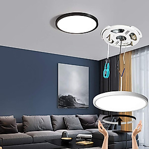 TALOYA LED Ceiling Light Office Black,3 Color Temperatures in One(3000k/4000k/6000k),15.8 Inch Thin Flat Modern Flush Mount LED Light Fixture for Living Room,24w Round