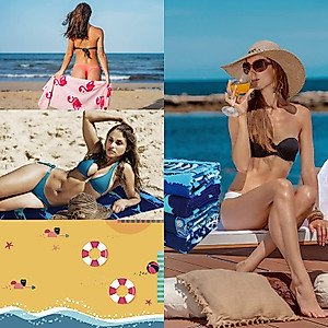 Genovega 4 Packs Oversized Thin Beach Towel Set, 36 x 72 in XL Extra Large Big Soft Clearance Pool Swim Travel Towels Blanket for Adult Women Men Camping Cruise Lounge Chair Cover Gift